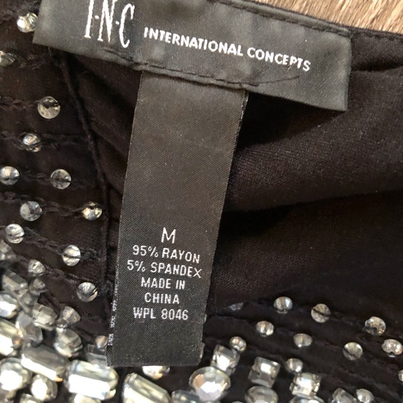 INC International Concepts | Tops | Inc Black Top With Crystal Stones ...